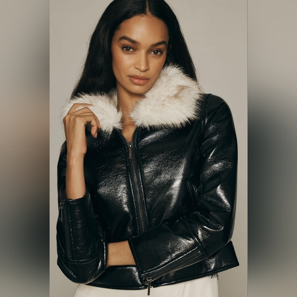 Unreal Fur | Jackets & Coats | Unreal Fur Wet Look Aviator Jacketnwt ...